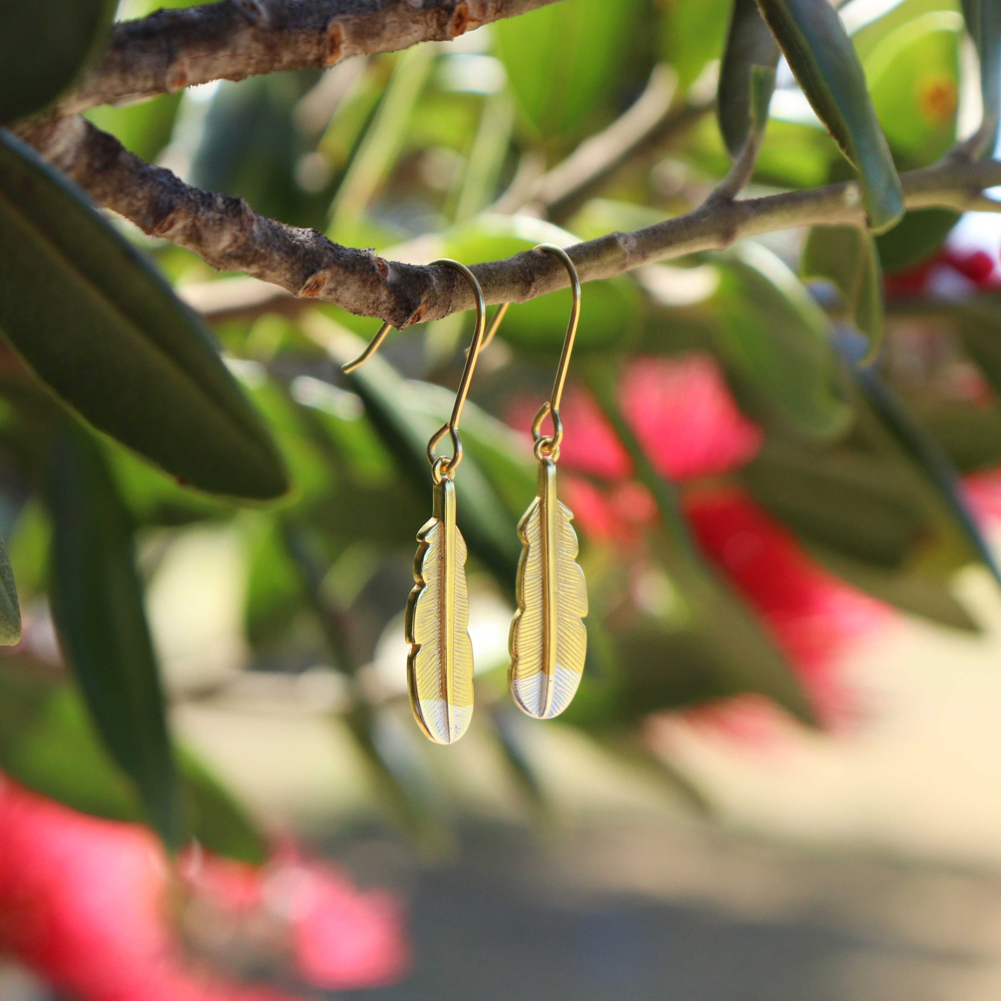 Huia Feather Pendant Earrings – Little Taonga